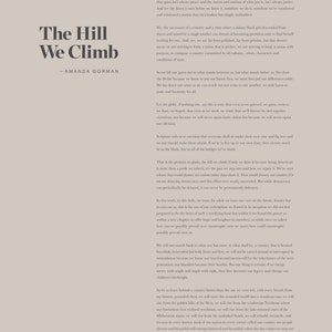 Printable Amanda Gorman the Hill We Climb Poem - Digital Download ...