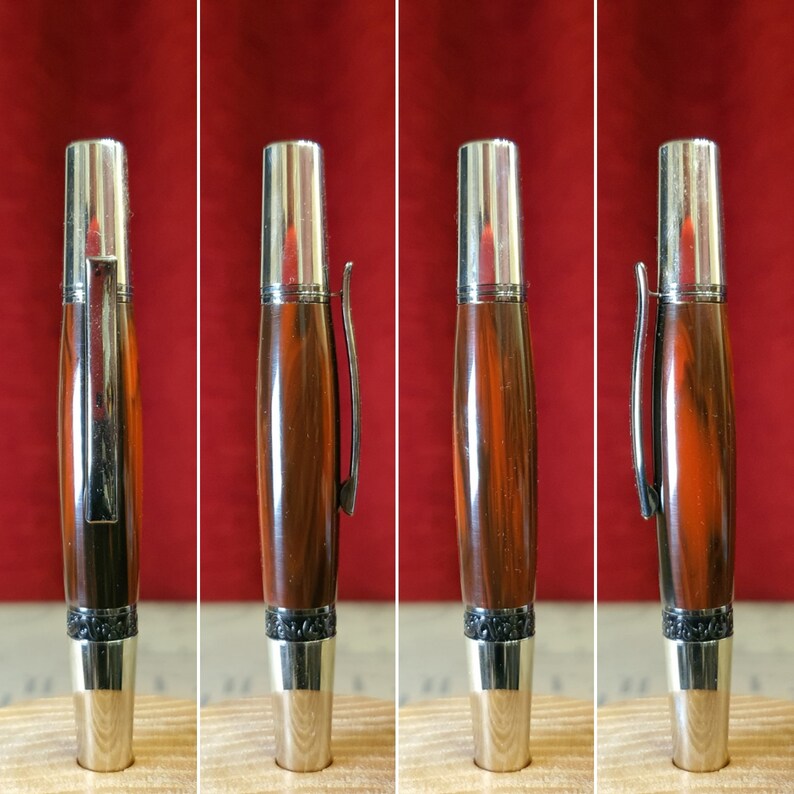 Phobos Red Smoked Black Acrylic Pen With Rhodium and Black - Etsy