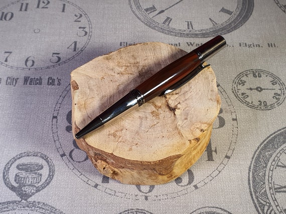 Phobos Red Smoked Black Acrylic Pen With Rhodium and Black | Etsy