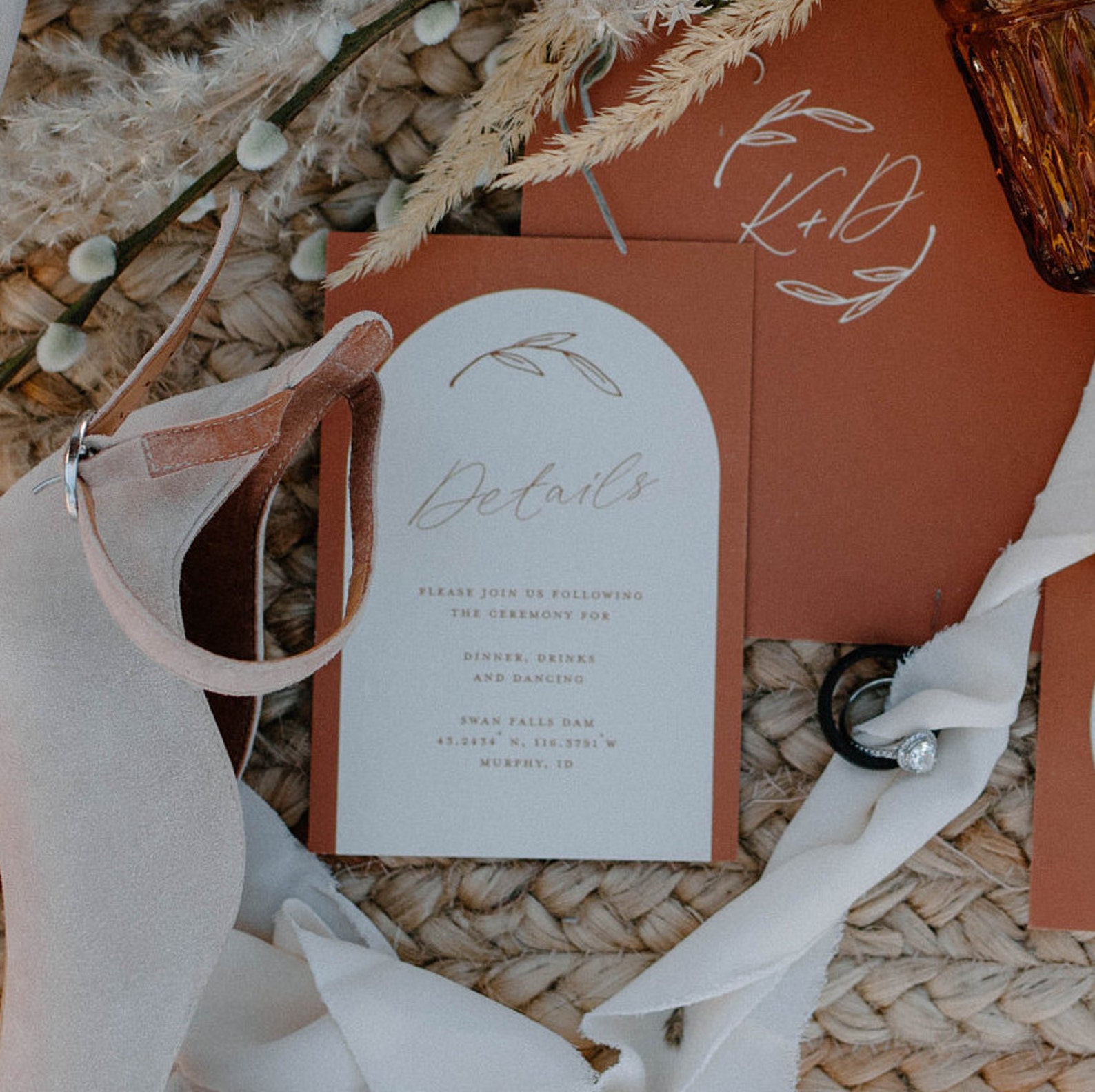 Terracotta Wedding Invite Package | Minimal Botanical Invite | Wedding ...