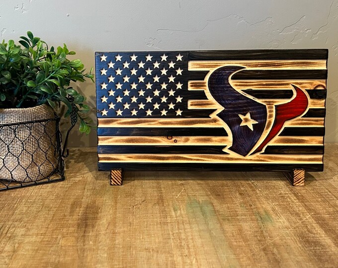 Houston Texans Desk Decor Handcrafted Rustic Wood American - Etsy