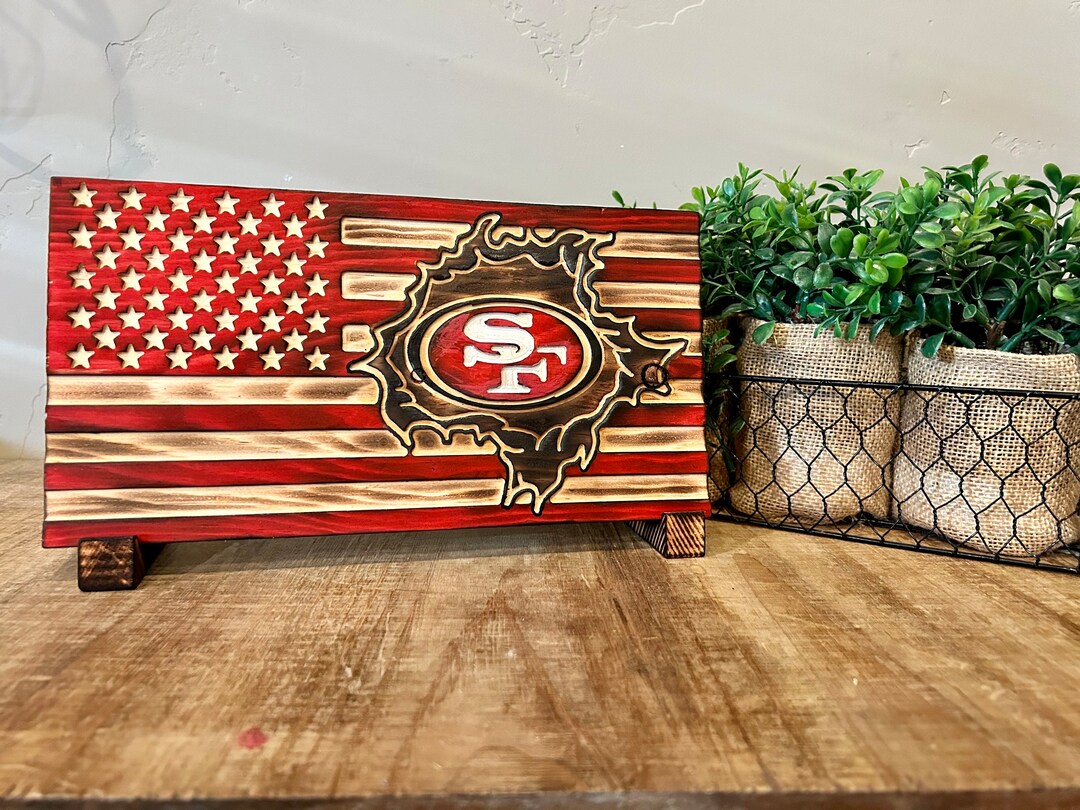 49ers Desk Decor San Francisco 49ers Wood Flag Rustic Wood - Etsy