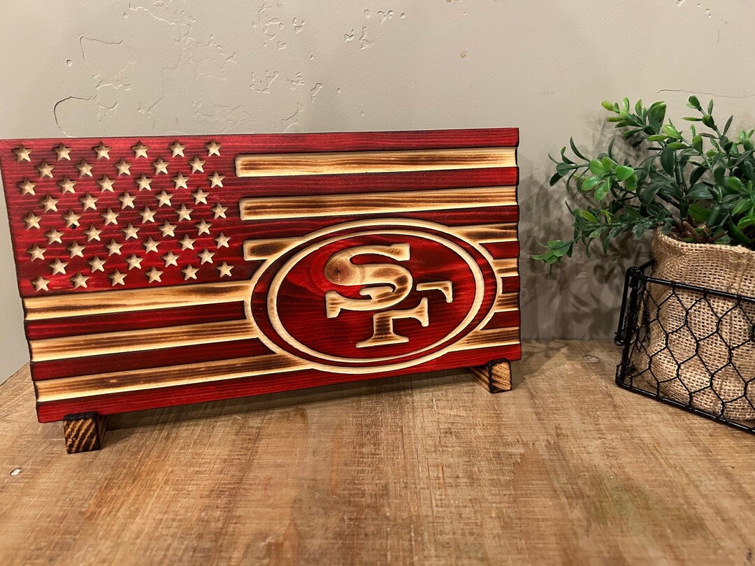 San Francisco 49ers Desk Decor 49ers Wood Flag Rustic Wood - Etsy