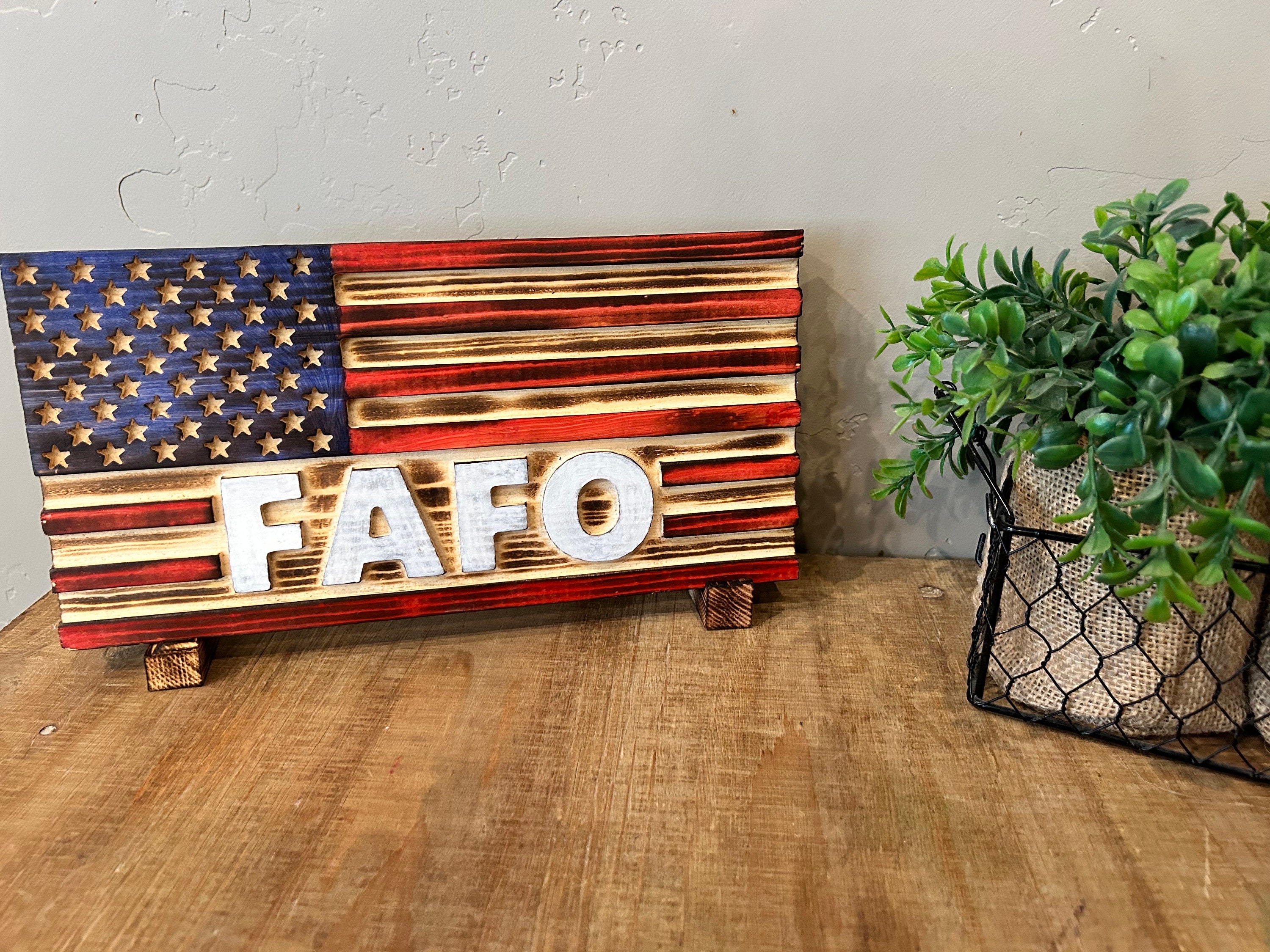 FAFO American Wood Flag, USA Flag, Desk Decor, Shelf, Mantle, Decor ...