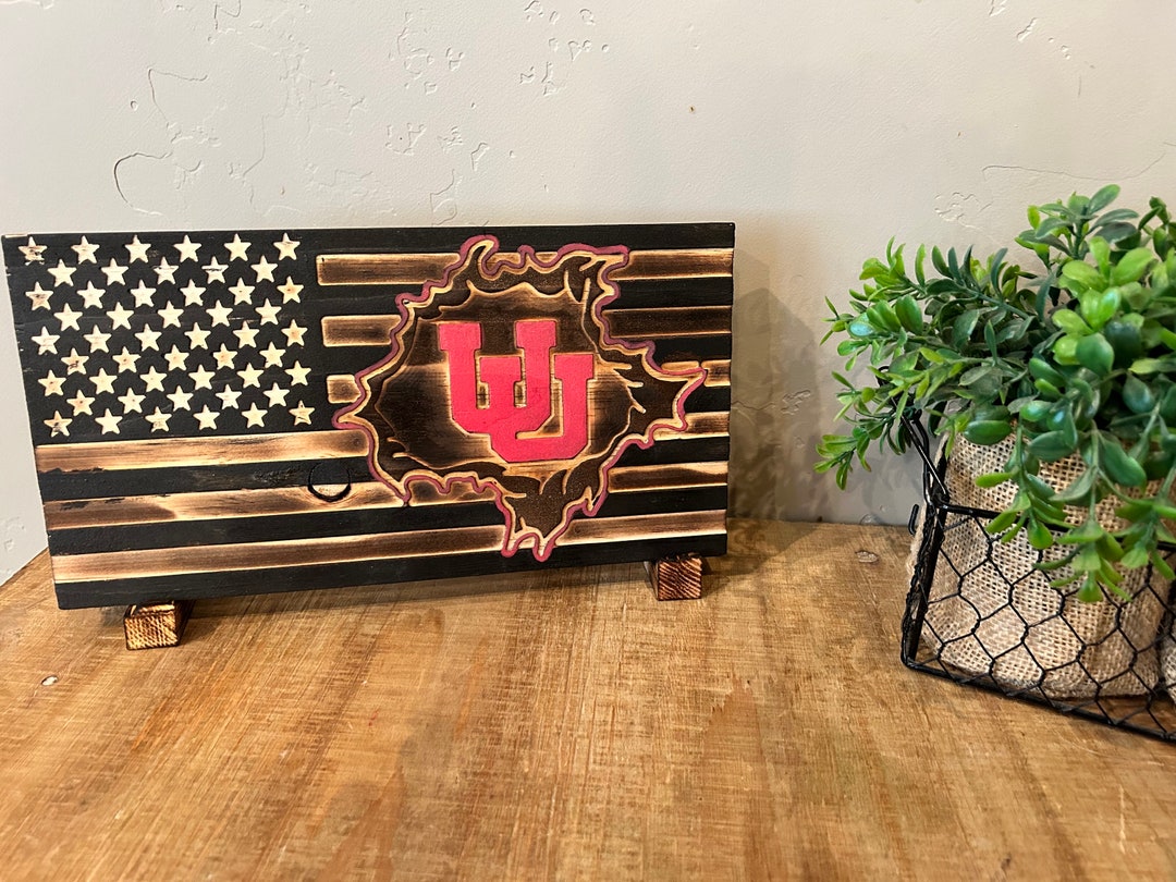 Utah Utes Desk Decor, Utes Wood Flag, Rustic Wood Flag, Rustic Decor ...