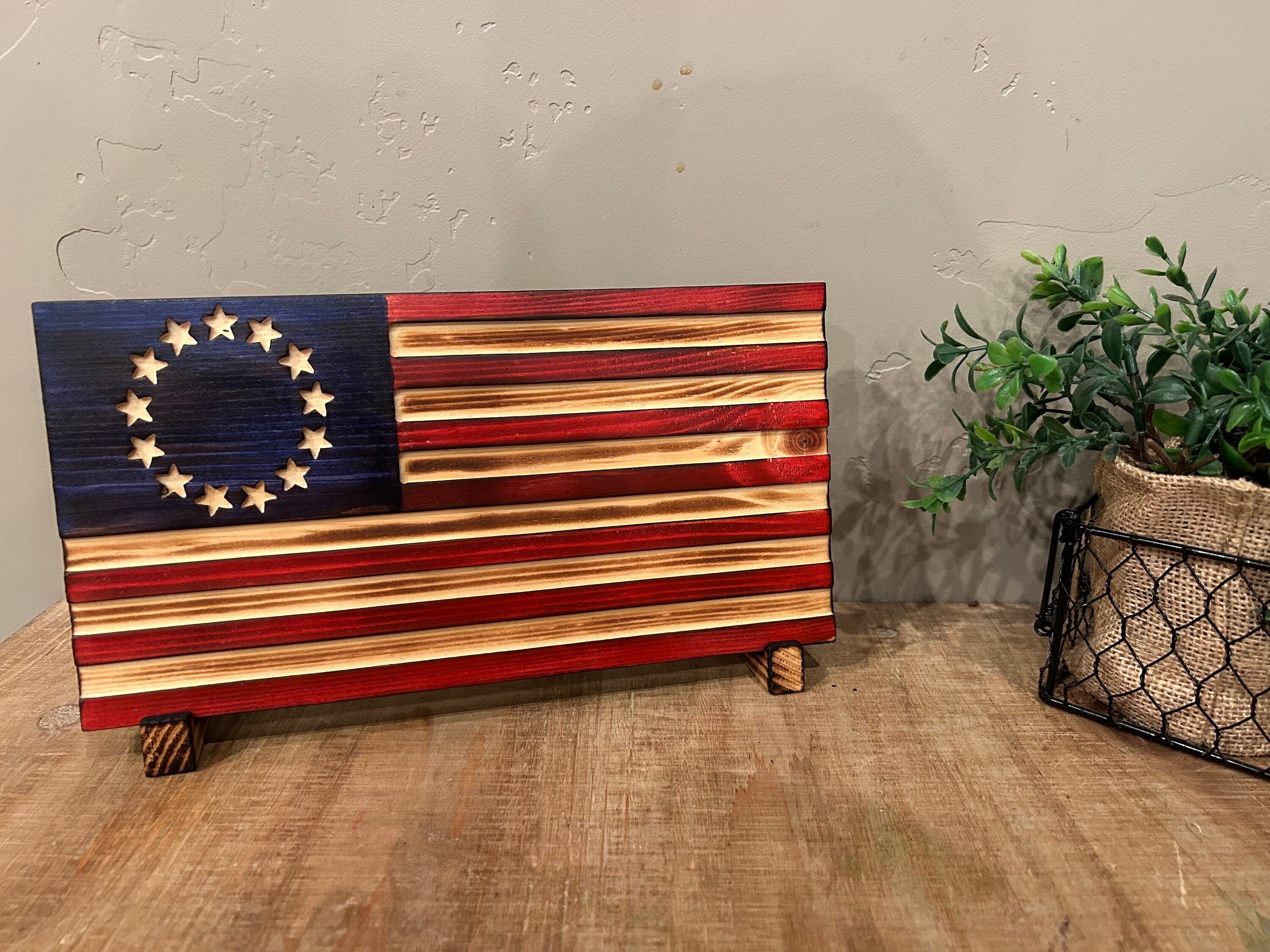 Rustic Betsy Ross American Wood Flag, Rustic Wood American Flag ...