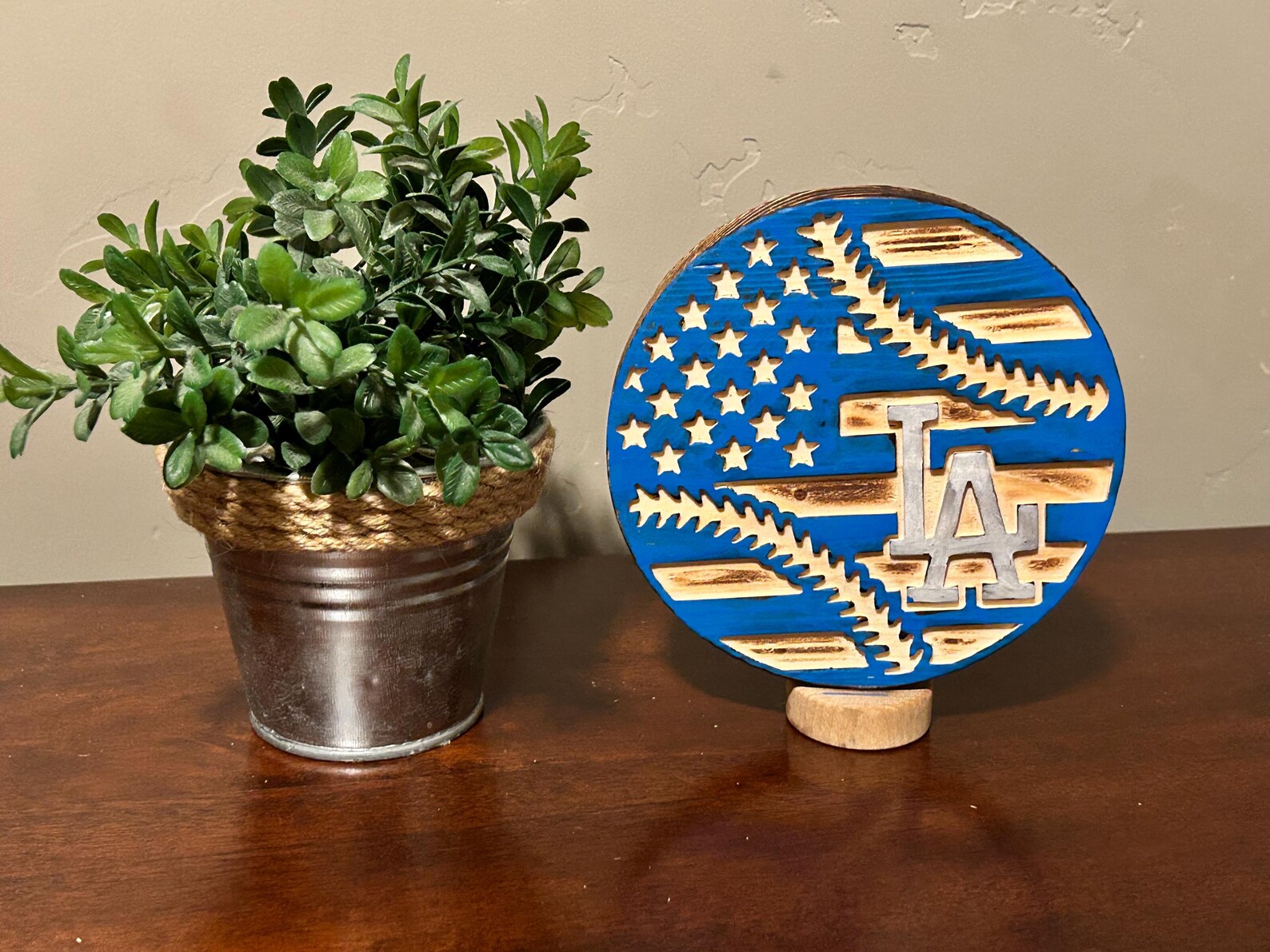Dodgers Desk Decor, Handcrafted Rustic Wood American Flag - Patriotic ...