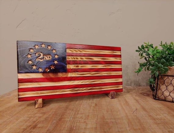 Rustic 2nd Amendment American Wood Flag USA Flag Desk Decor - Etsy