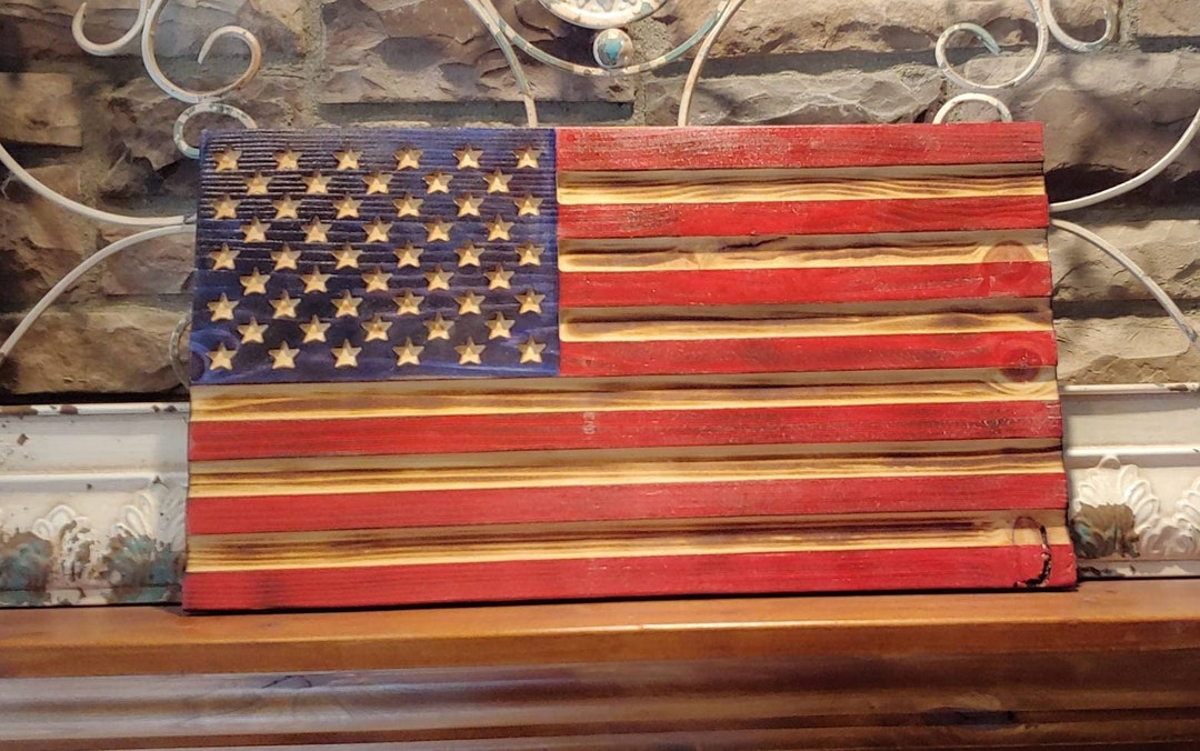 Rustic American Flag, Handcrafted Rustic Wood American Flag - Patriotic ...