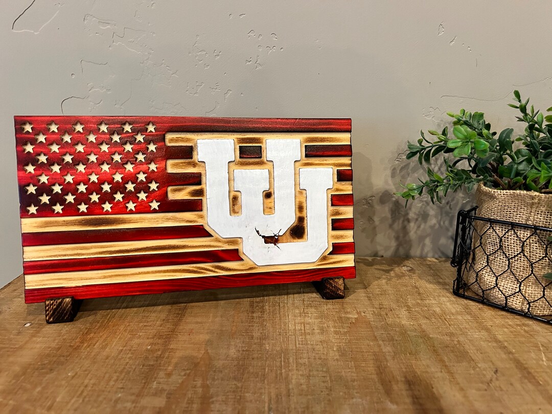 Utah Utes Desk Decor, Utes Wood Flag, Rustic Wood Flag, Rustic Decor ...