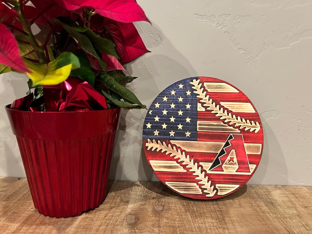 Arizona Diamondbacks Desk Decor, Rustic Wood American Flag ...