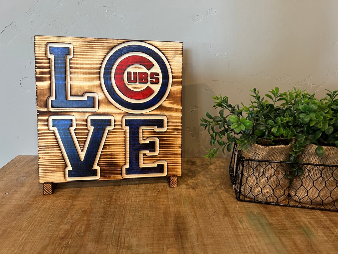 Cubs Desk Decor, Cubbies Wood Love Sign, MLB, Baseball Decor. Fathers ...