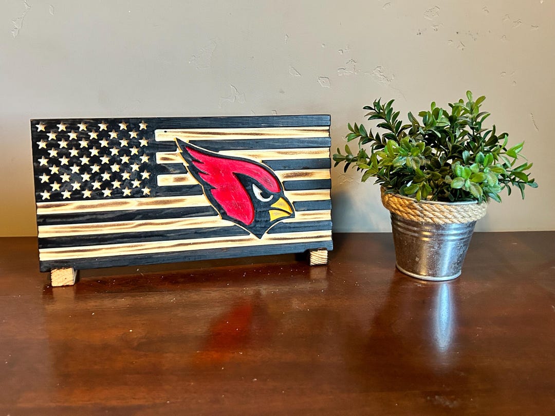 Cardinals Desk Decor, Wood Flag, Rustic Wood Flag, NFL, NFL Decor ...