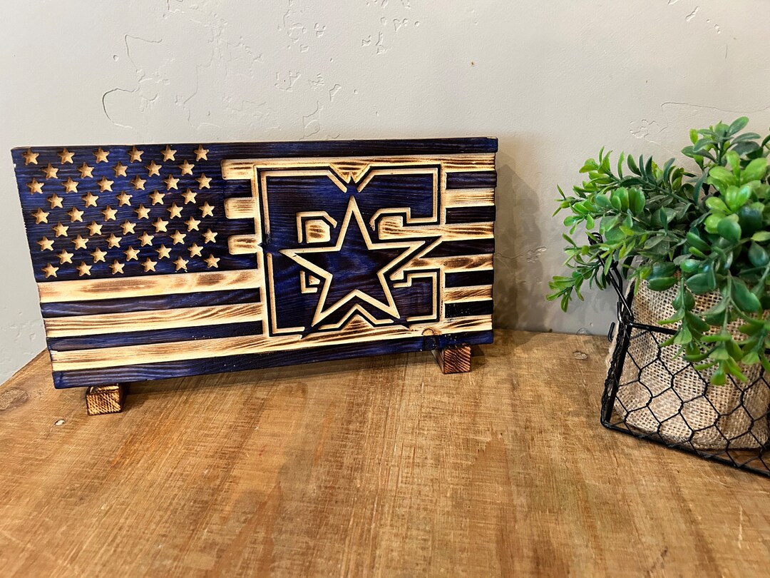 Cowboys Desk Decor, Cowboys Wood Flag, Rustic Wood Flag, Office Decor ...