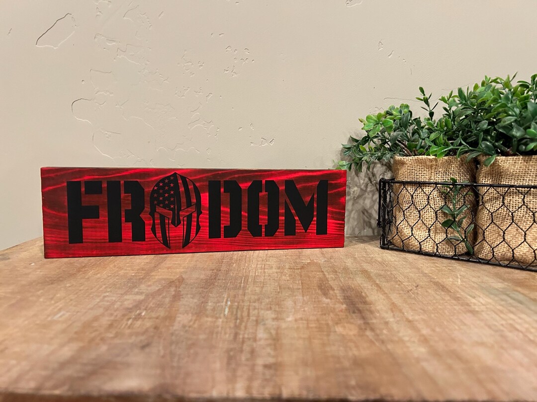 Freedom Patriotic Sign | Rustic American Flag Wall Decor | 4th of July ...