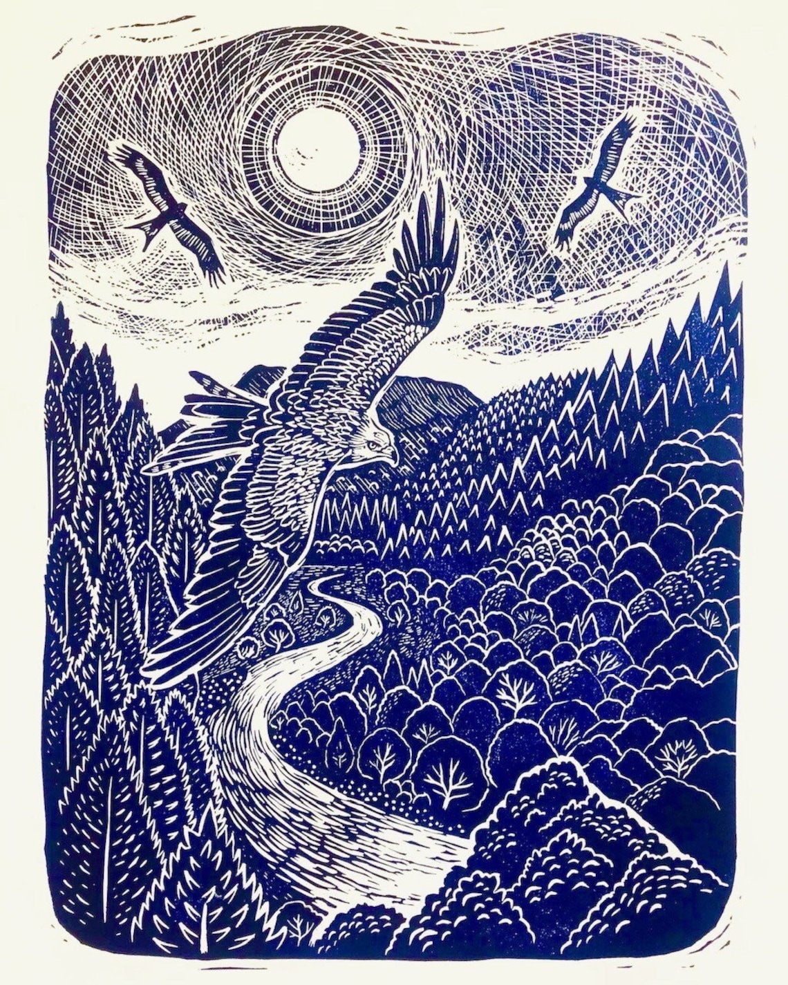 Red Kite Lino Print Limited Edition - Etsy