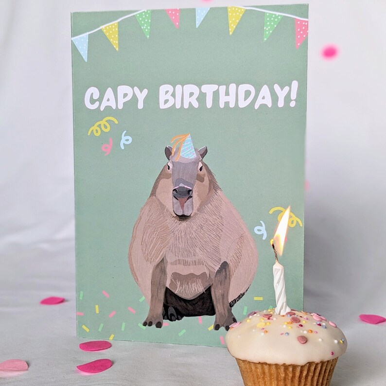 Capybara Birthday Card/ Capy Birthday! - Etsy