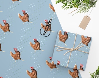 Cute Chicken Gift Wrap Farm Animal Christmas Wrapping Paper Present ...