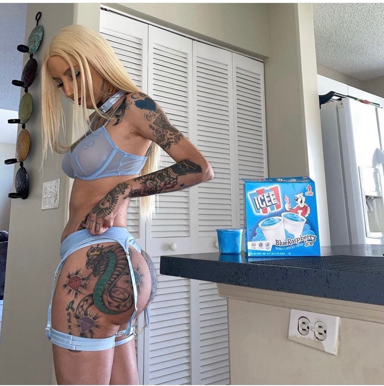 Sheer Blue Lingerie With Choker garter Belt Lingerie - Etsy