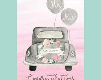 Retro Wedding Card | Etsy