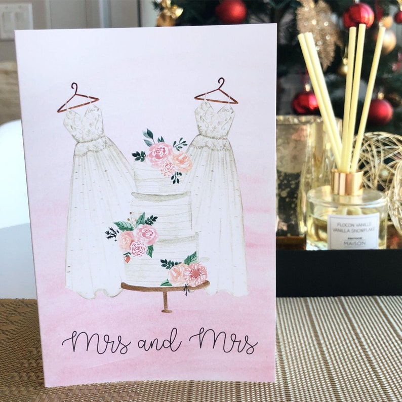 Mrs And Mrs Wedding Card Gay Wedding Gay Married Couple Lesbian