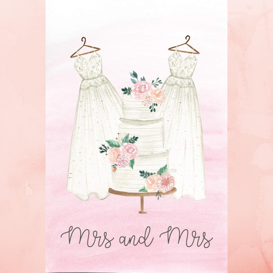Mrs And Mrs Wedding Card Gay Wedding Gay Married Couple Lesbian