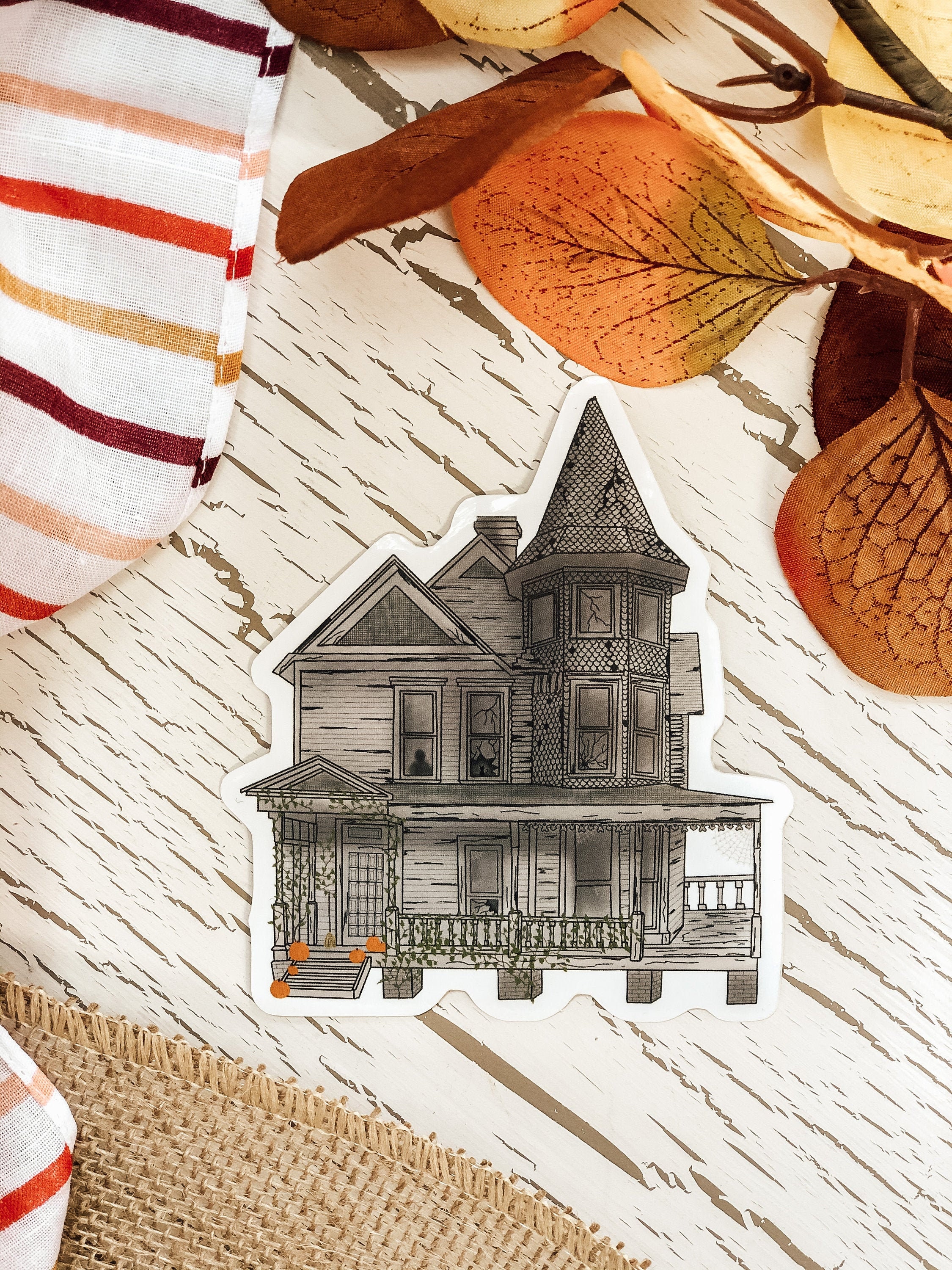 Haunted House Sticker Spooky Scary Halloween - Etsy