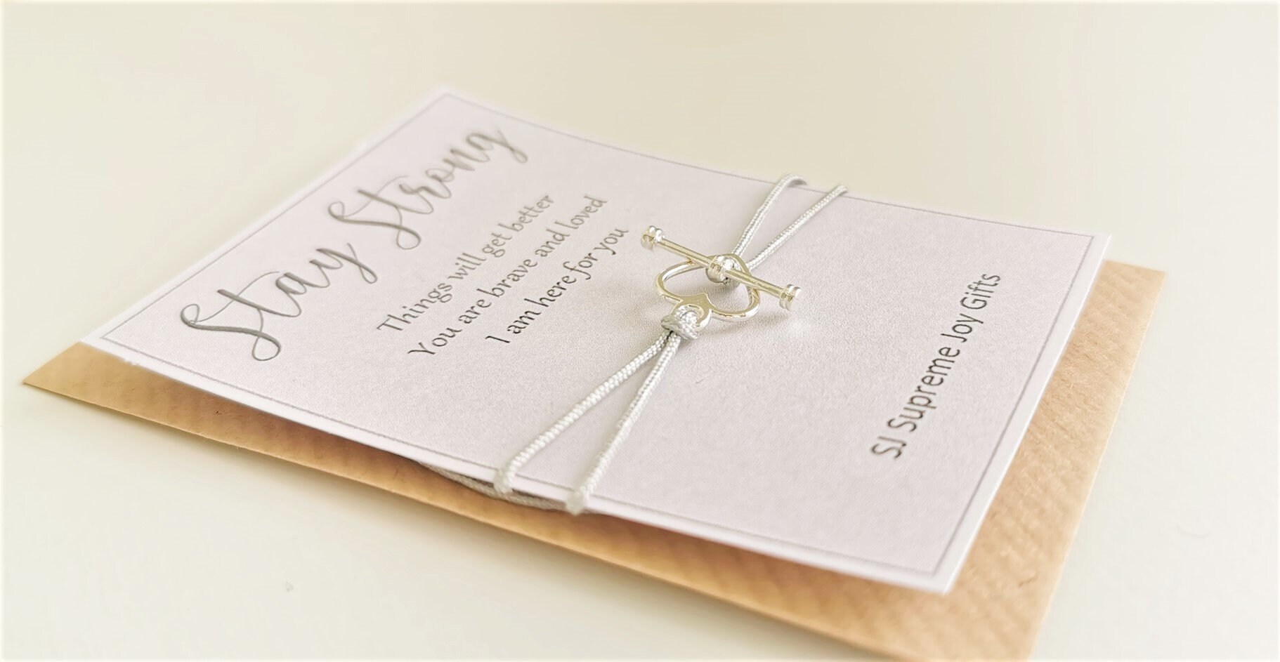 Stay Strong Card Thinking of You Bracelet Anxiety Gift - Etsy UK