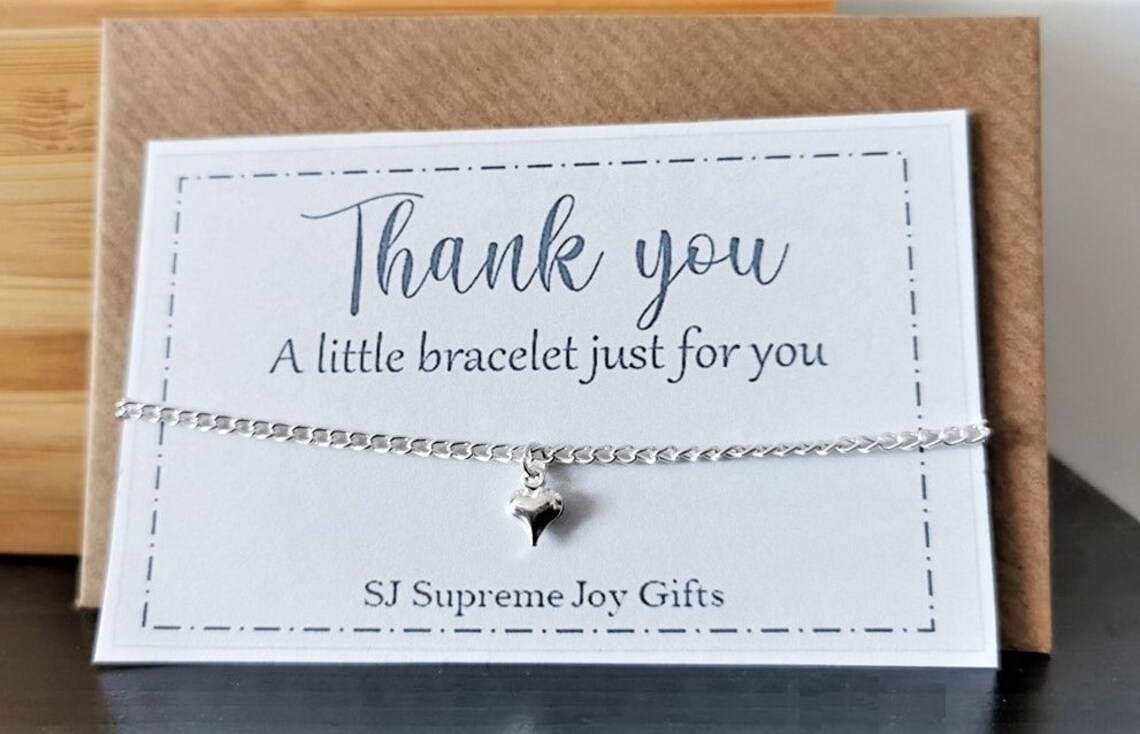 Thank You Bracelet Silver Bracelet Thank You Gift Best | Etsy
