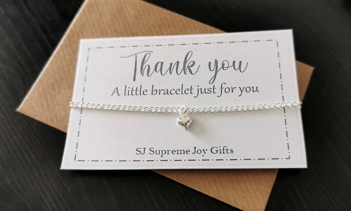 Thank You Bracelet Silver Bracelet Thank You Gift Best | Etsy