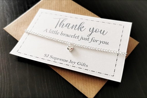 Thank You Bracelet Silver Bracelet Thank You Gift Best | Etsy