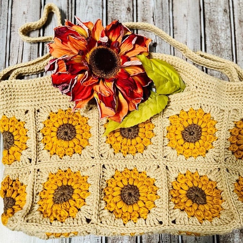 Floral Tote Sunflower Purse Buffalo Plaid Handbag Garden - Etsy