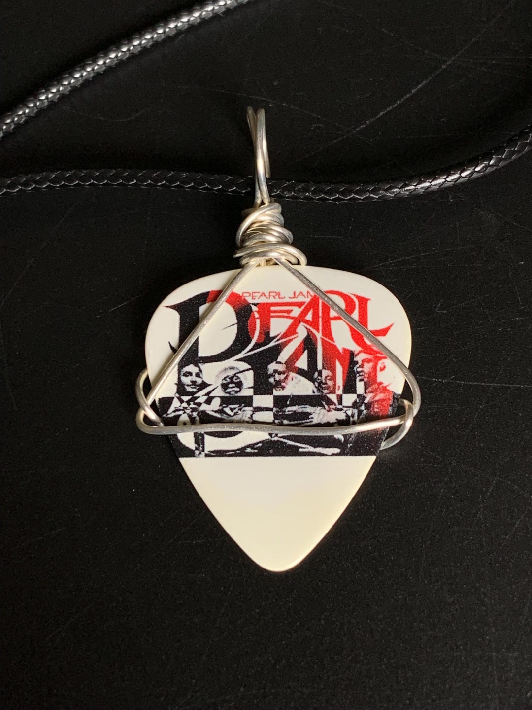 Pearl Jam Inspired Fan Art -signature Wire Wrapped Guitar Pick Necklace ...