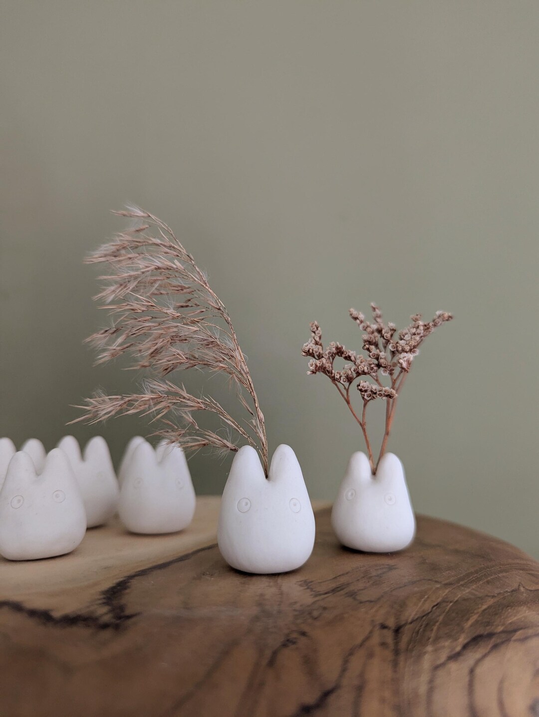 Totoro White Porcelain Ceramic Figurine Mini Vase Flower Holder ...