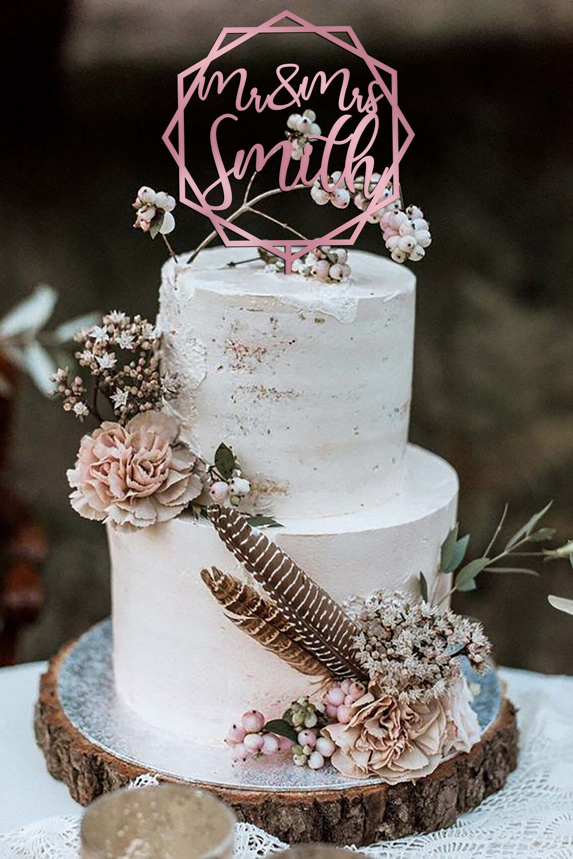 Rustic Gold Wedding Cake Topper Mr and Mrs Cake Toppers Personalized ...