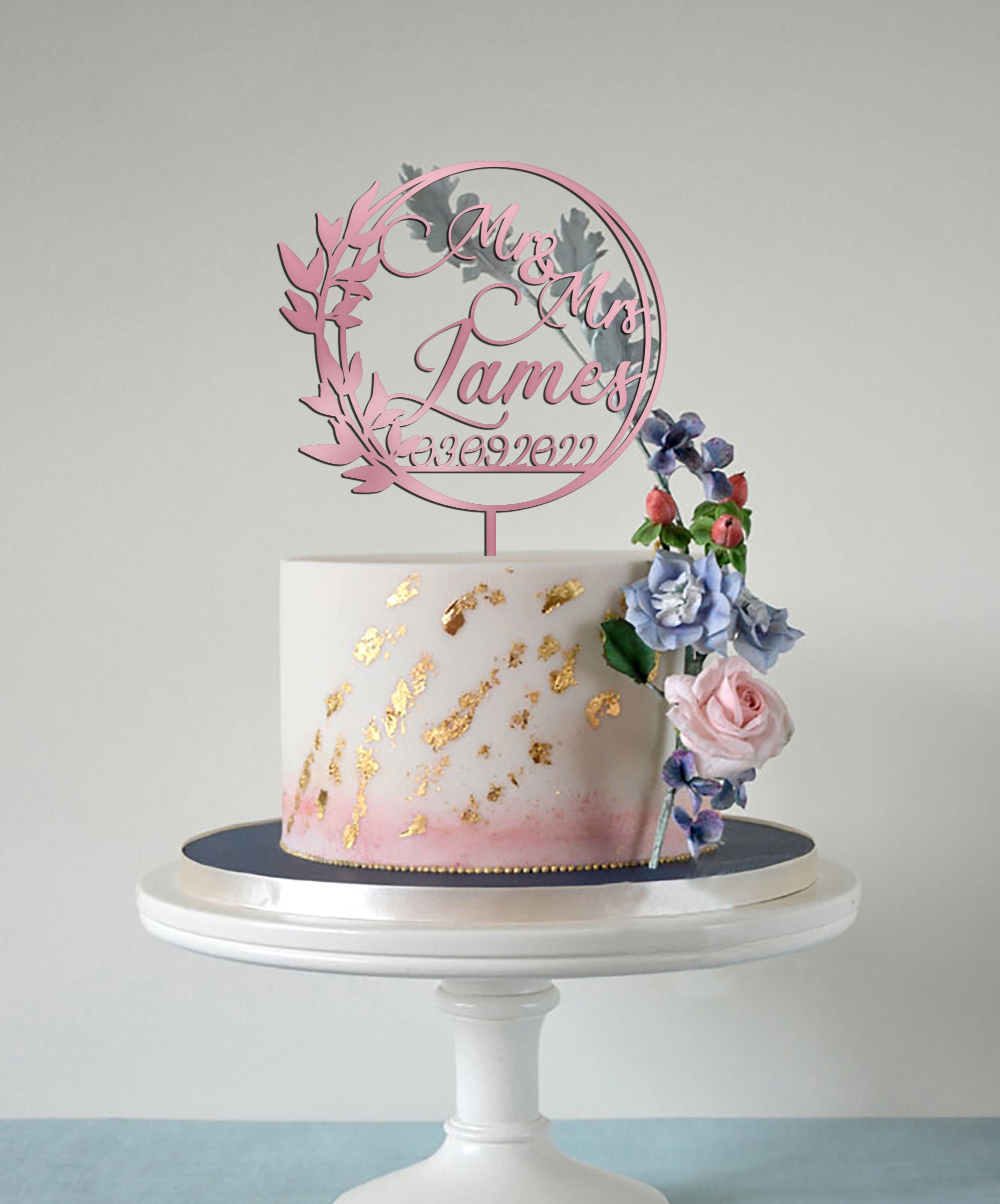 Rustic Gold Wedding Cake Topper Personalized Wedding Cake Topper Mr and ...
