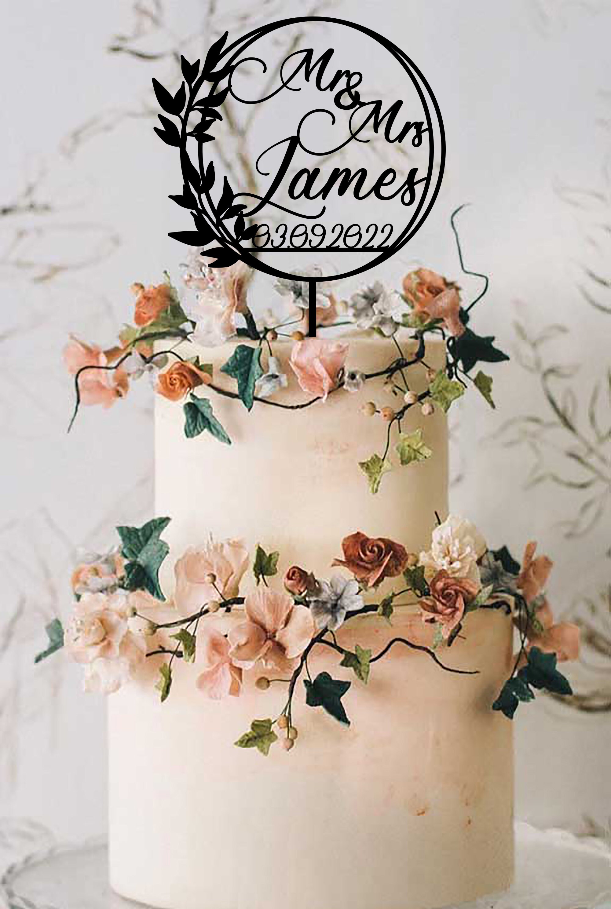 Rustic Gold Wedding Cake Topper Personalized Wedding Cake Topper Mr and ...