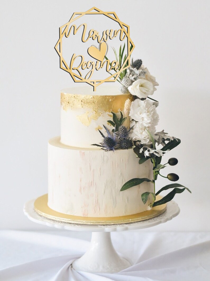 Rustic Gold Wedding Cake Topper Mr and Mrs Cake Toppers Personalized ...