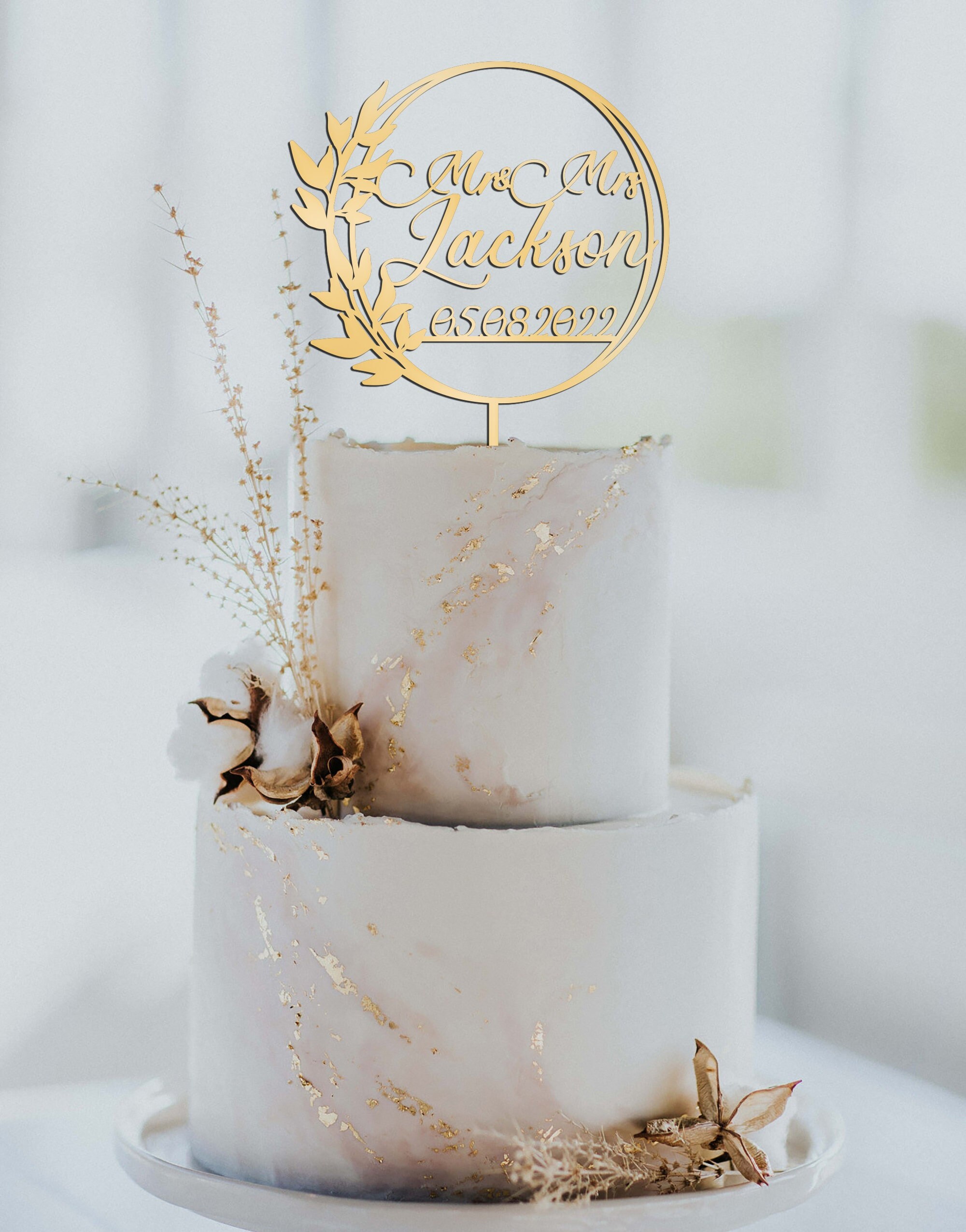 Rustic Gold Wedding Cake Topper Personalized Wedding Cake Topper Mr and ...