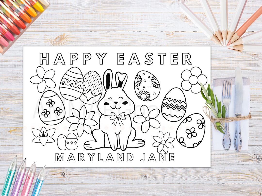 Custom Coloring Easter Placemats | Kids Easter Dinner Activity - Etsy