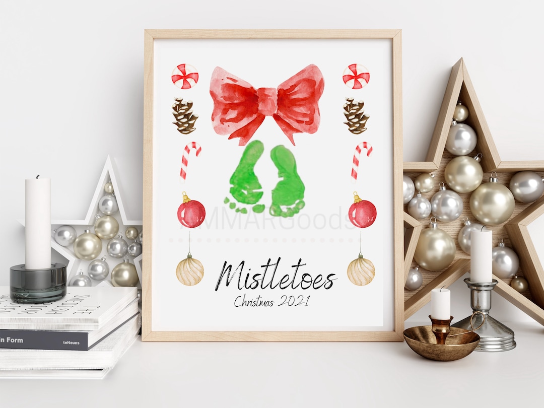 Mistletoes Christmas Footprint Printable Art | Creative Christmas ...