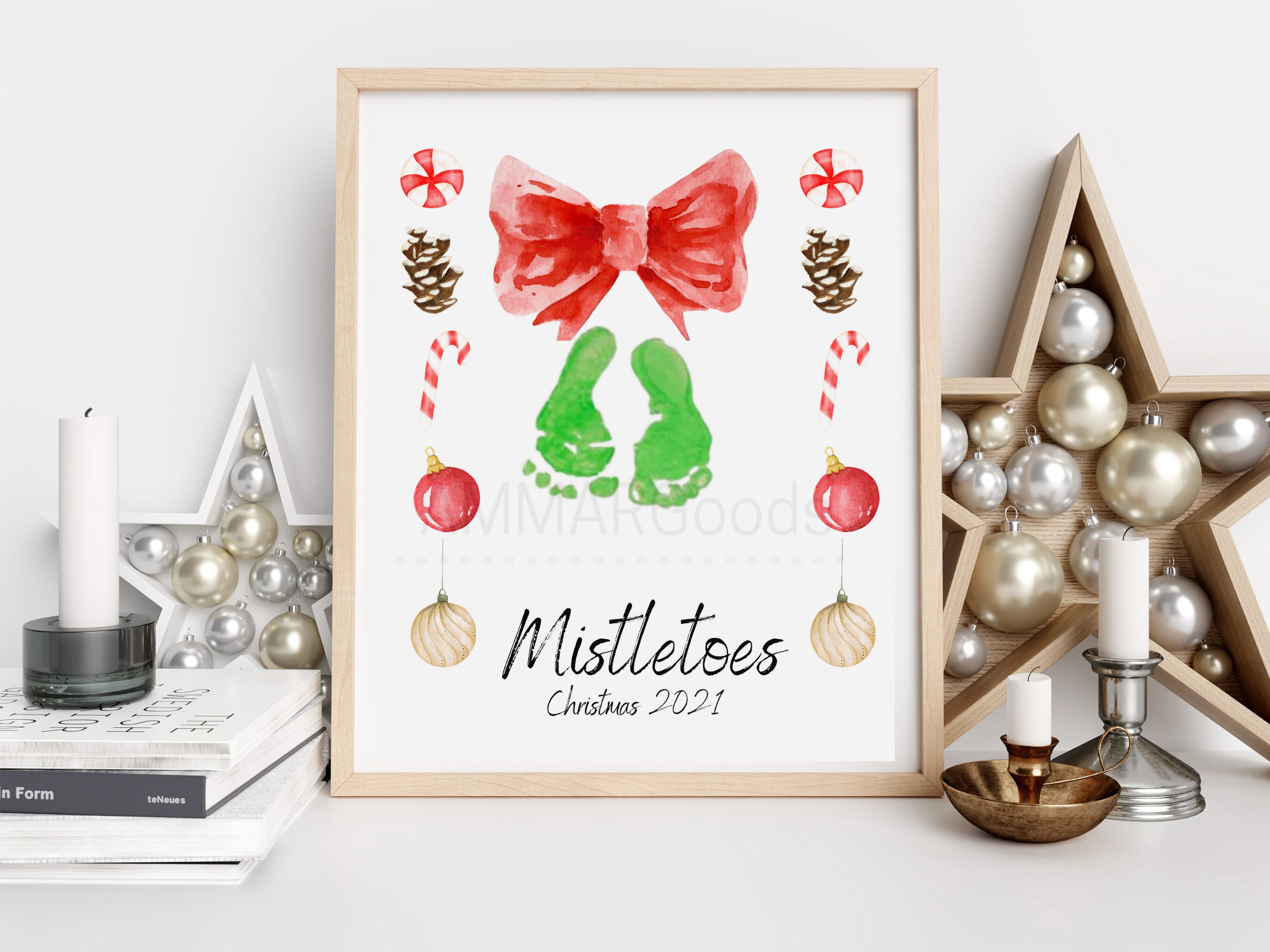 Mistletoes Christmas Footprint Printable Art | Creative Christmas ...