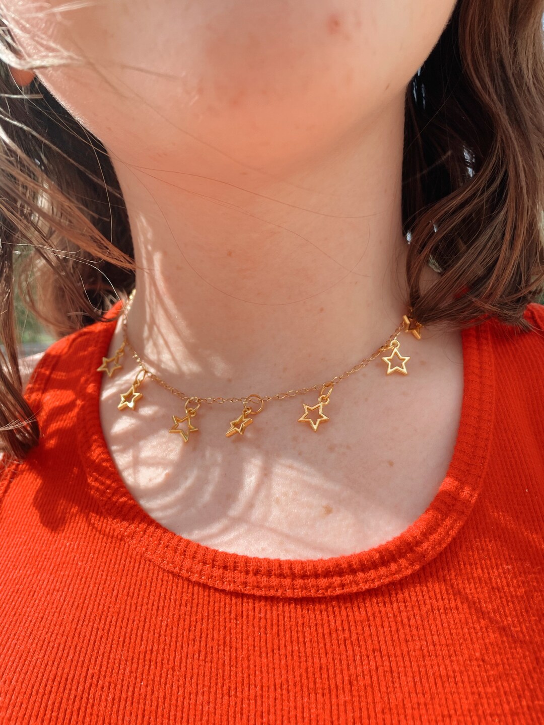 Gold Star Charm Chocker Necklace - Etsy