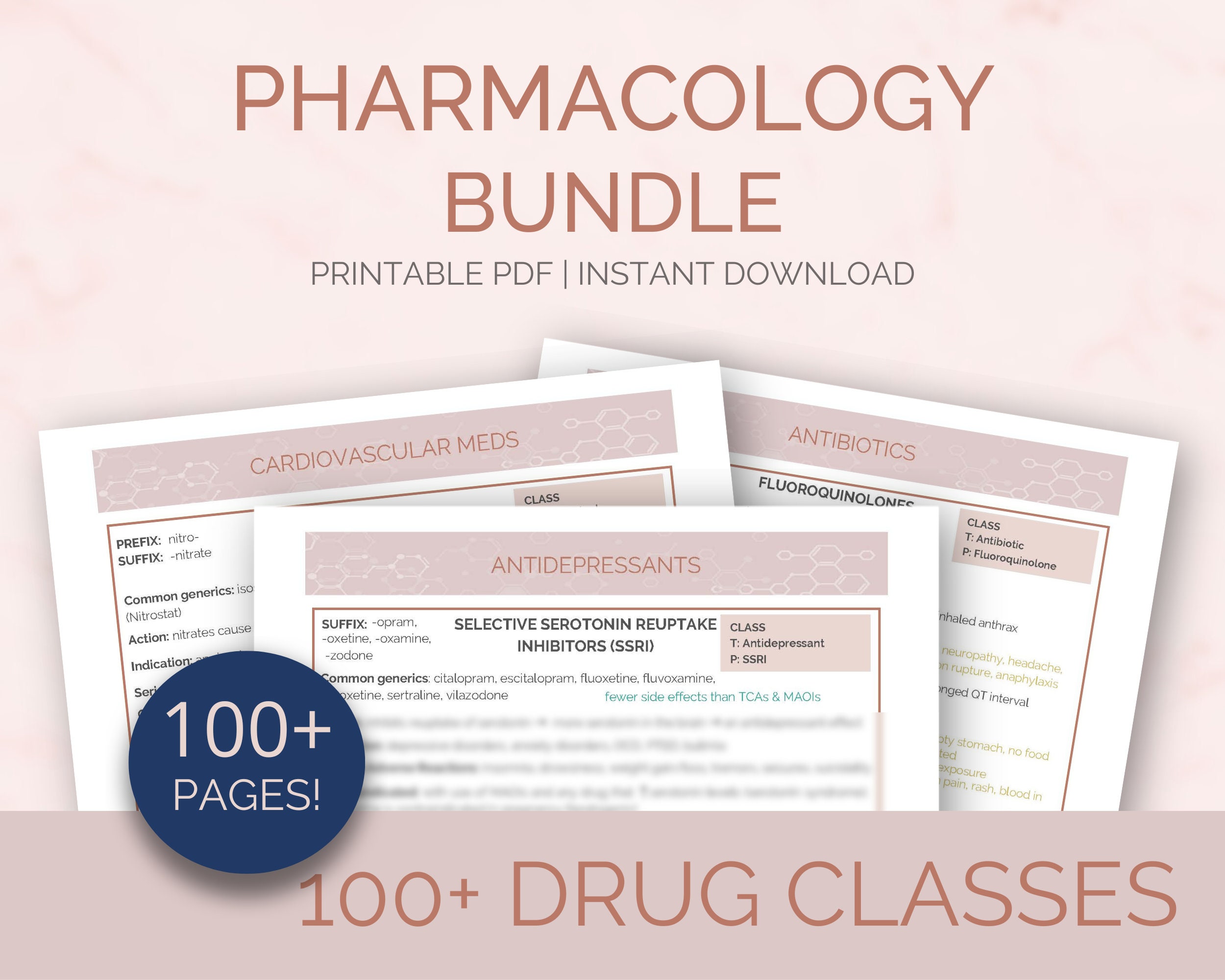 Pharmacology Bundle Nursing Study Guide | 100+ Classes | Cardiac, Psych ...