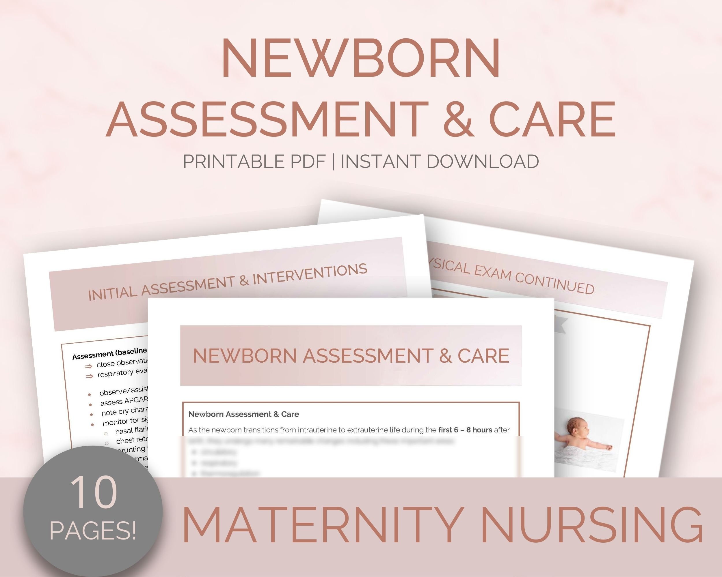 Newborn Assessment and Care Study Guide | Includes APGAR Scoring Cheat ...
