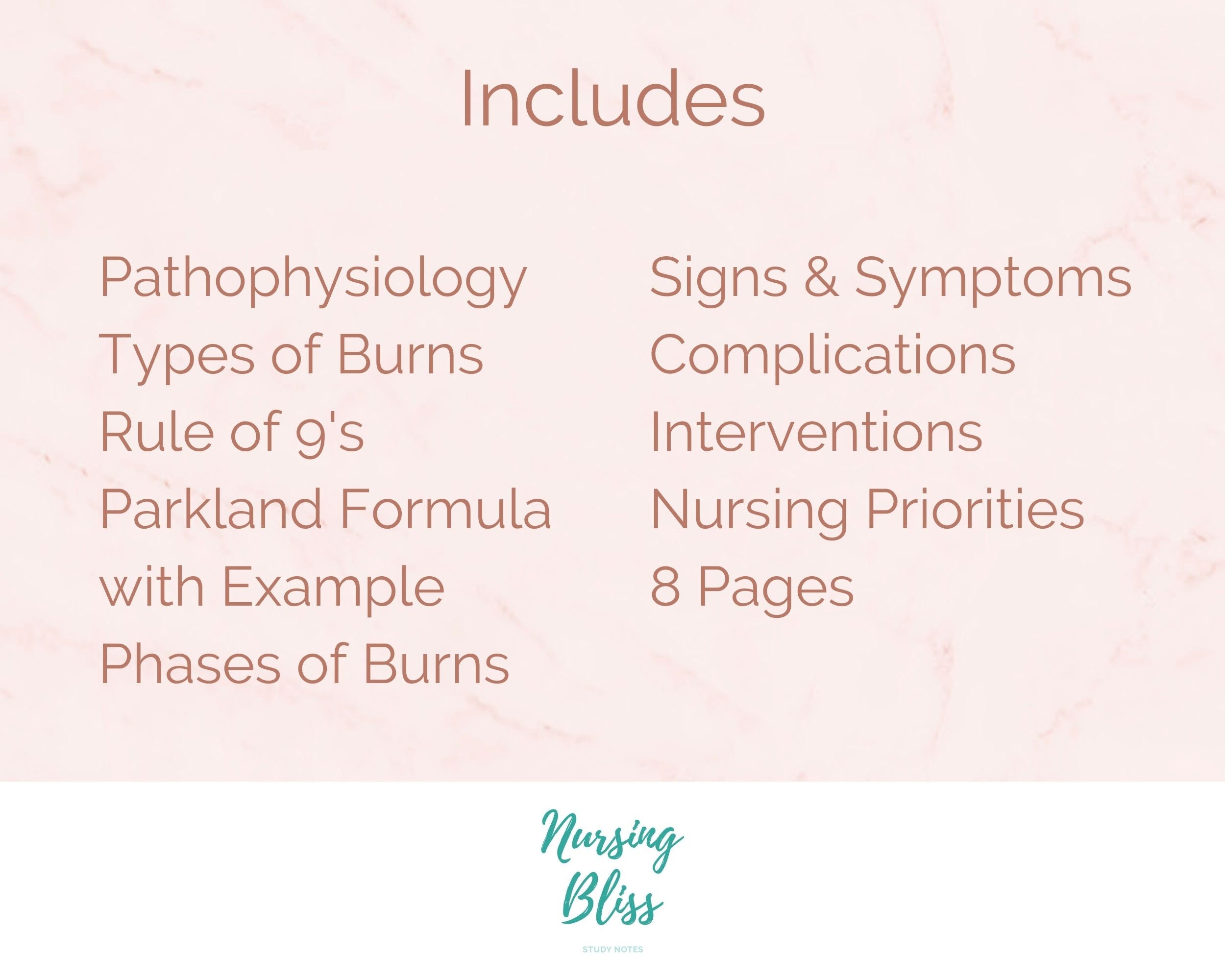 Burns Nursing Study Guide: Rule of 9's, Parkland Formula Explained (PDF ...