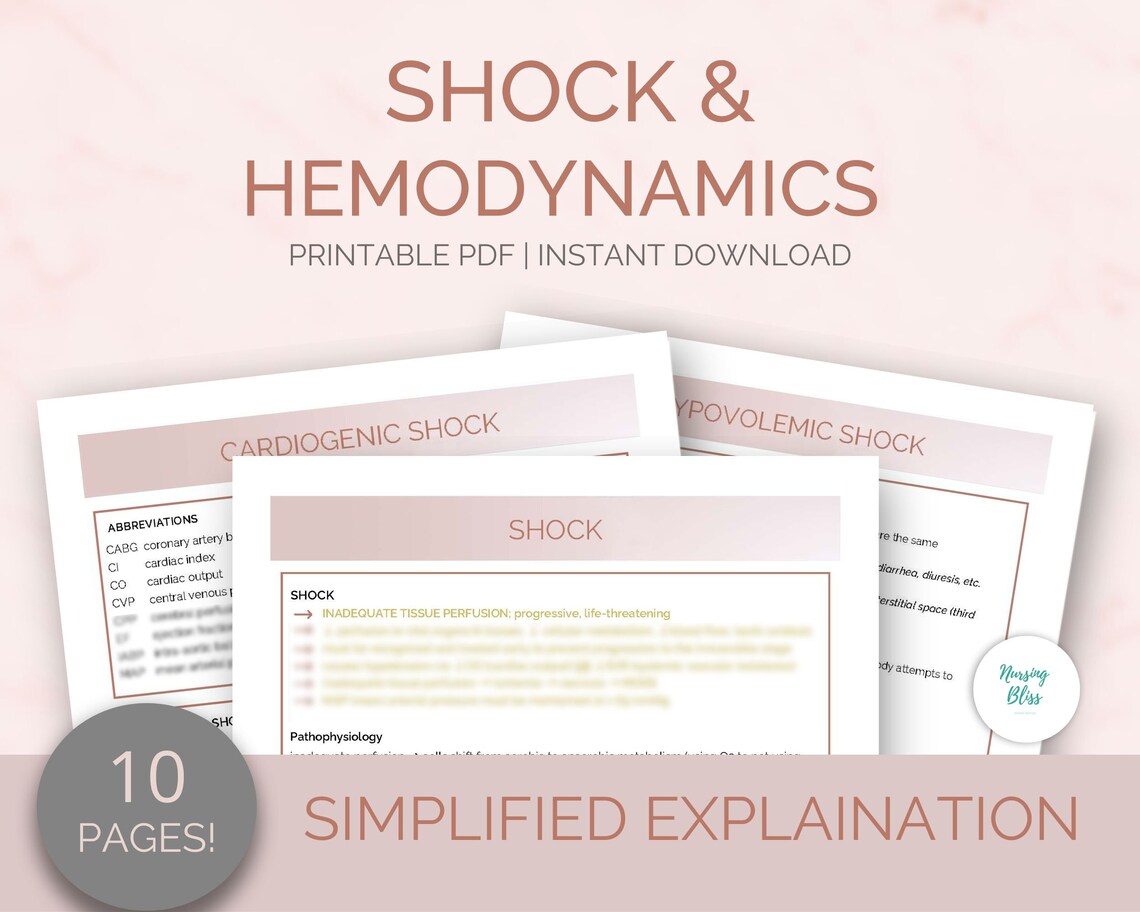 Shock Study Guide Nursing Notes Cardiogenic Hypovolemic Septic ...
