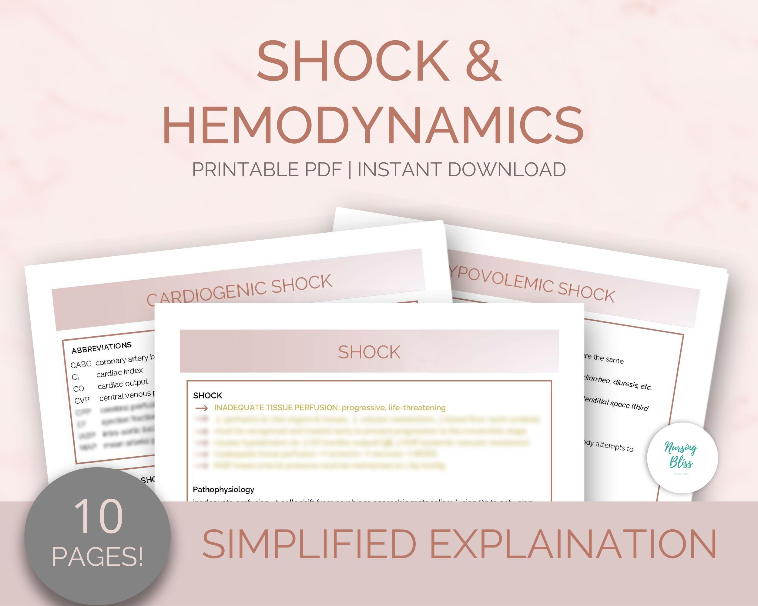 Shock Study Guide | Nursing Notes | Cardiogenic | Hypovolemic | Septic ...