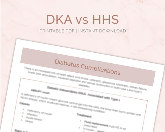 DKA and HHS Study Guide Nursing Notes Diabetic | Etsy
