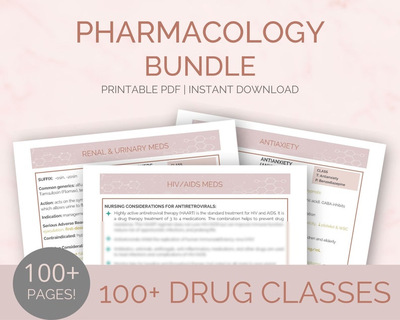 Pharmacology Bundle Nursing Study Guide 100 Classes - Etsy
